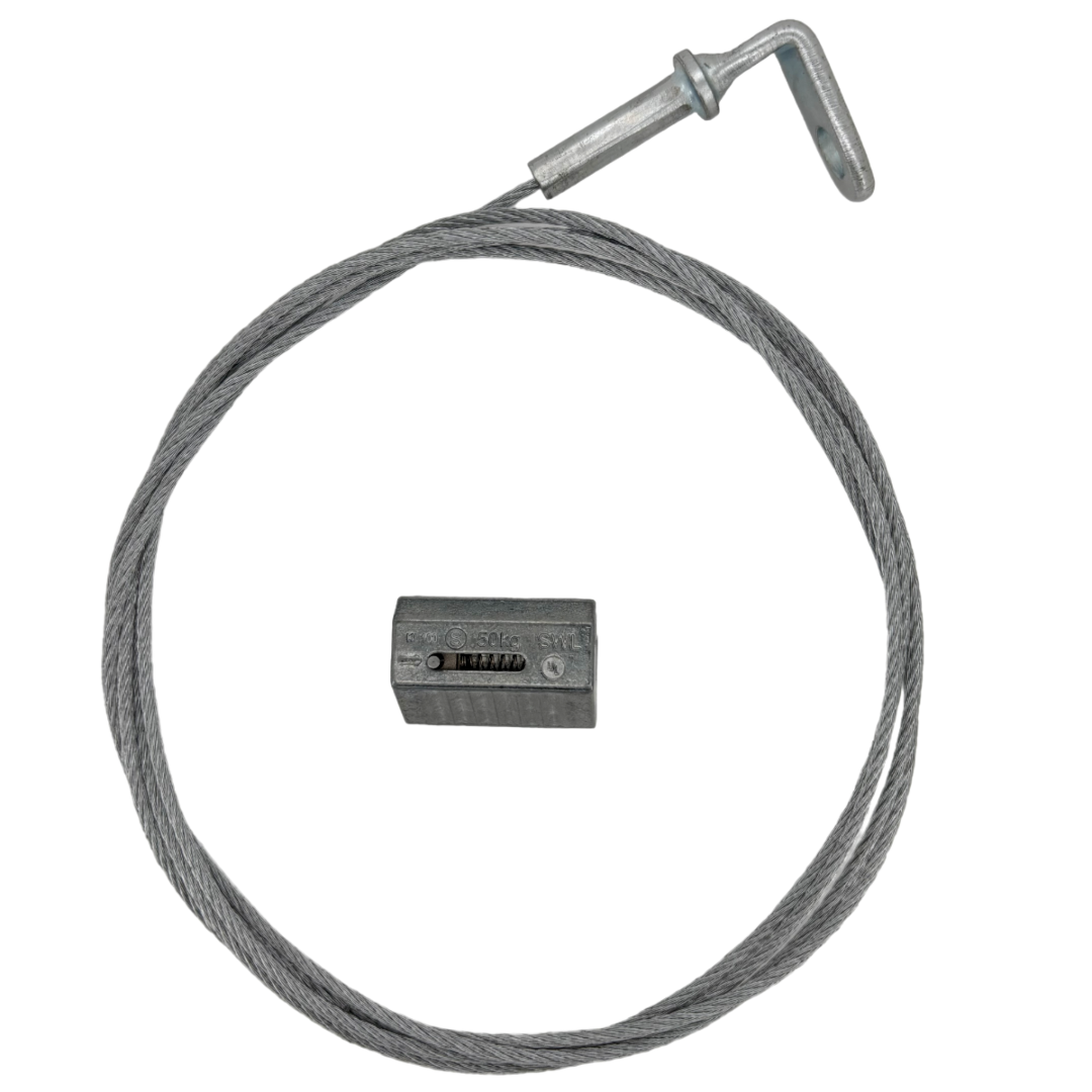5 meter wire rope hanging kit with 90 degree eyelet | Zip-Clip